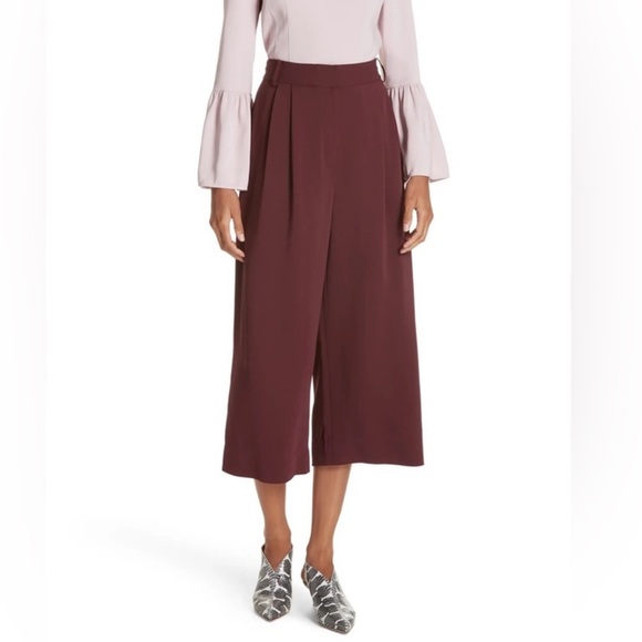 Tibi | Pants & Jumpsuits | Tibi Stella Burgundy Wide Leg Cropped Pants ...
